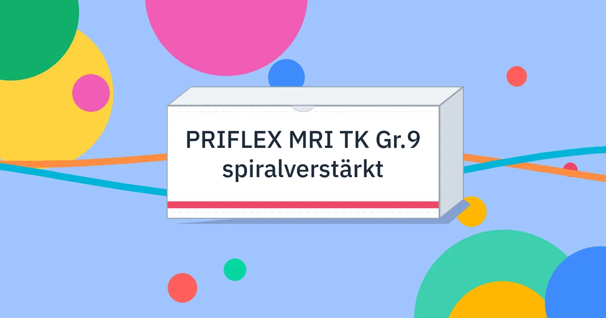 Symbolbild: Packung mit der Aufschrift PRIFLEX MRI TK Gr.9 spiralverstärkt (PZN 11091342) – Verfügbarkeit und Bezug in Apotheken in Frankfurt am Main
