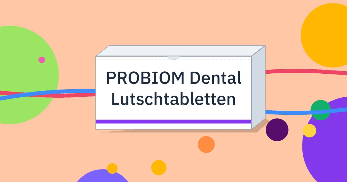 Symbolbild: Packung mit der Aufschrift PROBIOM Dental Lutschtabletten (PZN 16759715) – Verfügbarkeit und Bezug in Apotheken in Frankfurt am Main