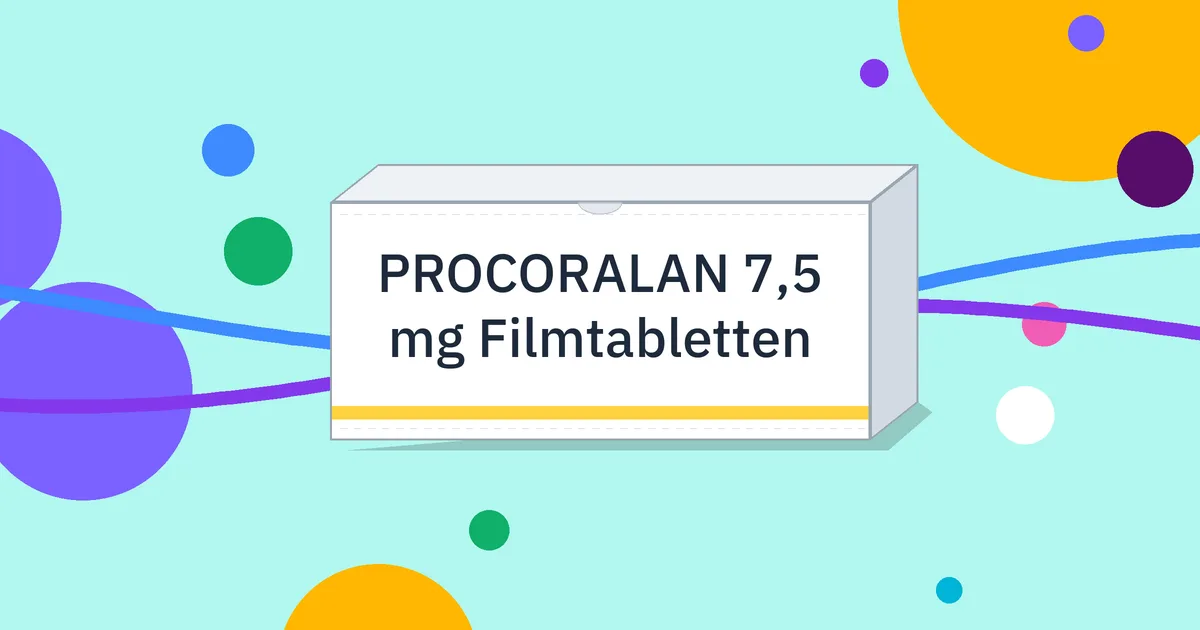 Symbolbild: Packung mit der Aufschrift PROCORALAN 7,5 mg Filmtabletten (PZN 03880579) – Verfügbarkeit und Bezug in Apotheken in Frankfurt am Main