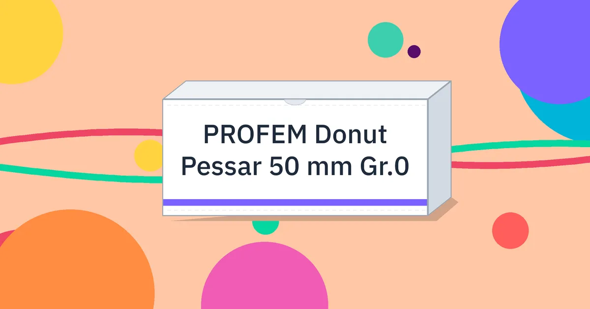 Symbolbild: Packung mit der Aufschrift PROFEM Donut Pessar 50 mm Gr.0 (PZN 11671217) – Verfügbarkeit und Bezug in Apotheken in Frankfurt am Main