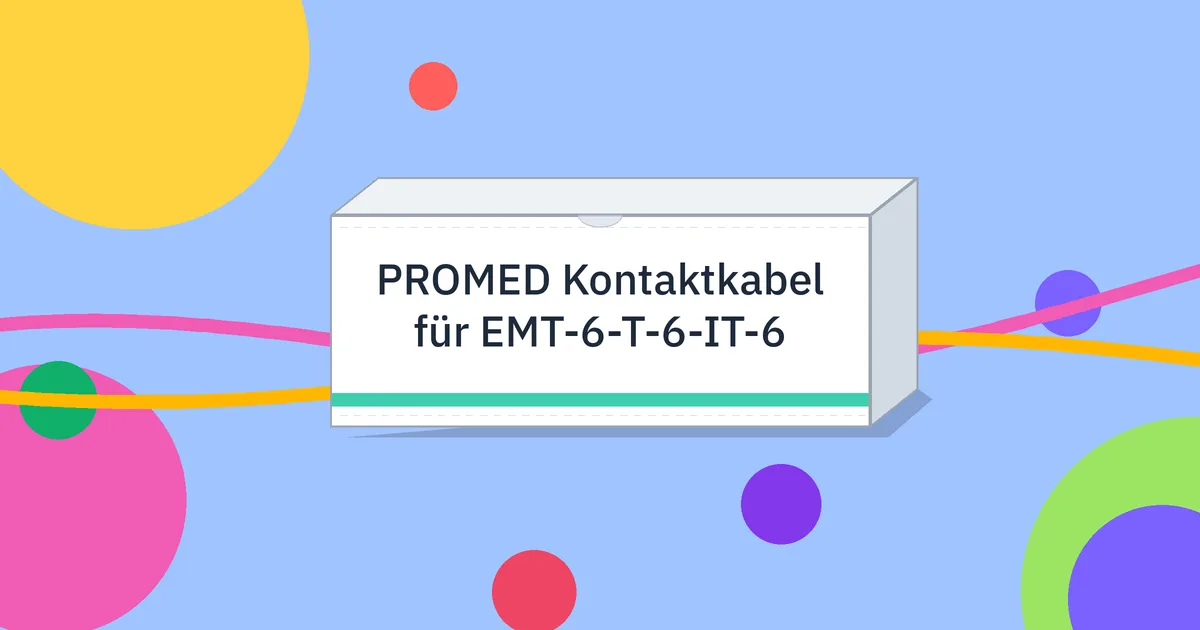 Symbolbild: Packung mit der Aufschrift PROMED Kontaktkabel für EMT-6-T-6-IT-6 (PZN 10729417) – Verfügbarkeit und Bezug in Apotheken in Frankfurt am Main