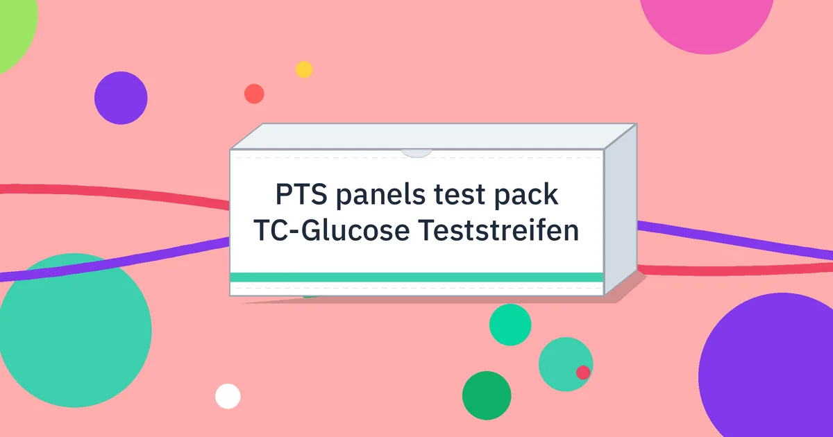 Symbolbild: Packung mit der Aufschrift PTS panels test pack TC-Glucose Teststreifen (PZN 16486298) – Verfügbarkeit und Bezug in Apotheken in Frankfurt am Main