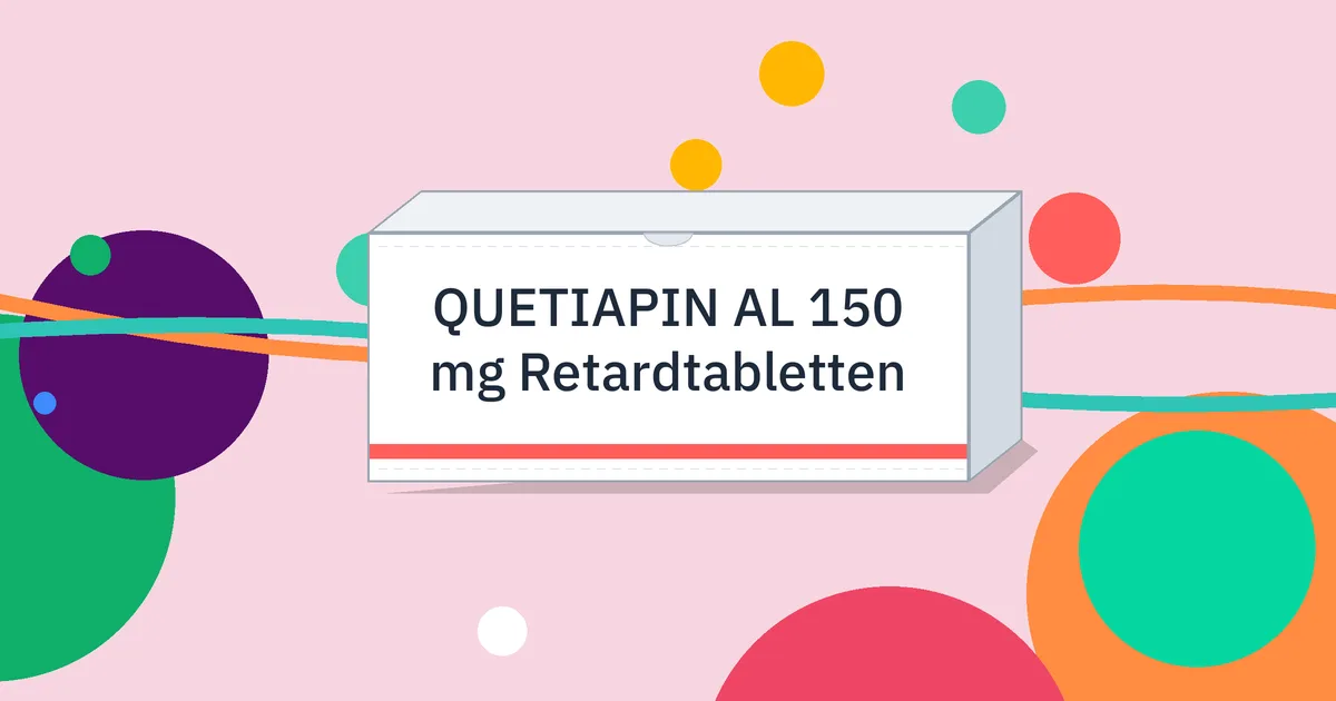 Symbolbild: Packung mit der Aufschrift QUETIAPIN AL 150 mg Retardtabletten (PZN 11240799) – Verfügbarkeit und Bezug in Apotheken in Frankfurt am Main