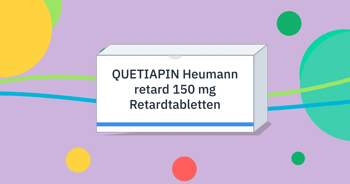 Symbolbild: Packung mit der Aufschrift QUETIAPIN Heumann retard 150 mg Retardtabletten (PZN 09232901) – Verfügbarkeit und Bezug in Apotheken in Frankfurt am Main