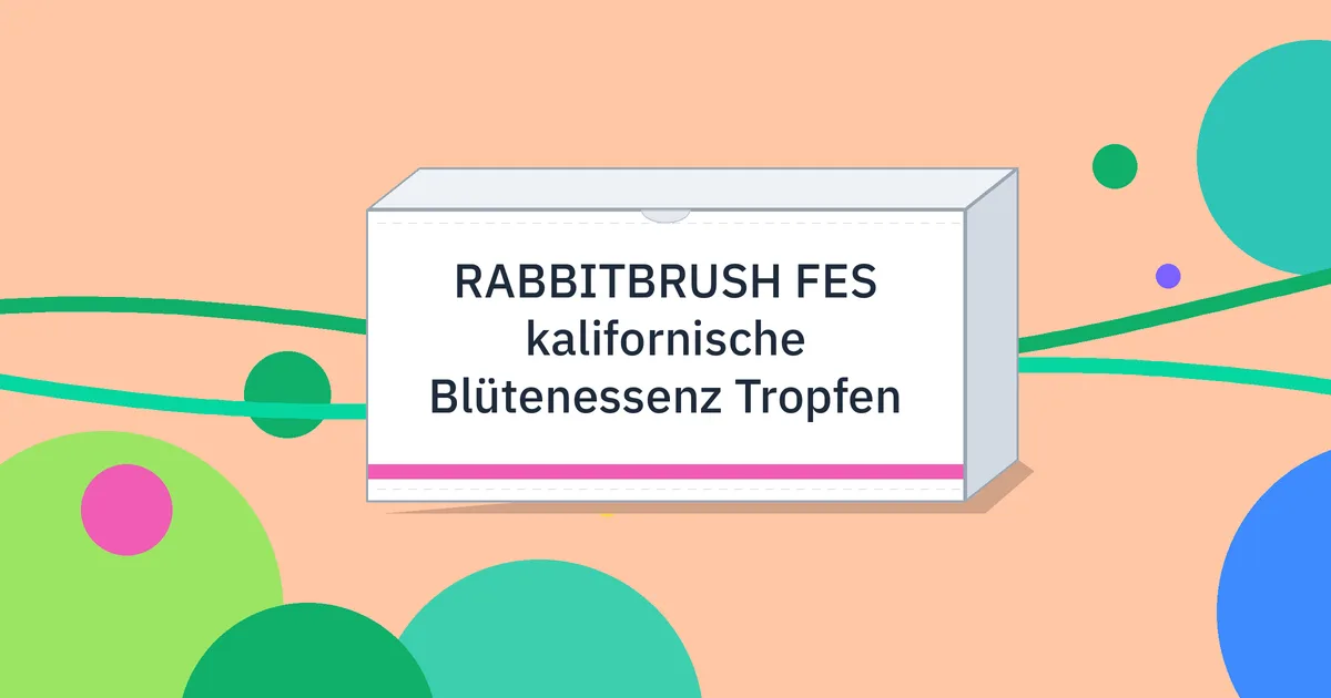 Symbolbild: Packung mit der Aufschrift RABBITBRUSH FES kalifornische Blütenessenz Tropfen (PZN 09172702) – Verfügbarkeit und Bezug in Apotheken in Frankfurt am Main