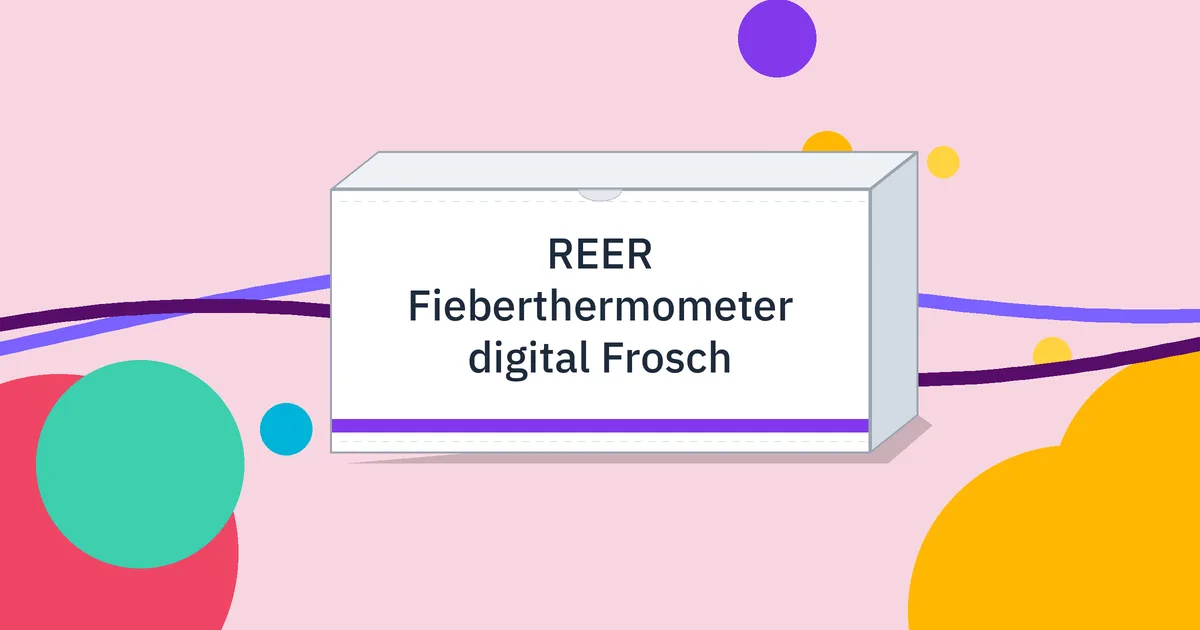 Symbolbild: Packung mit der Aufschrift REER Fieberthermometer digital Frosch (PZN 19481189) – Verfügbarkeit und Bezug in Apotheken in Frankfurt am Main