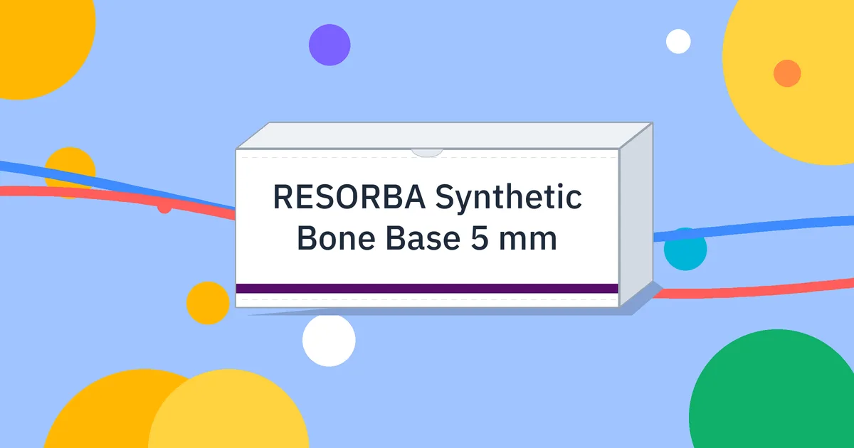 Symbolbild: Packung mit der Aufschrift RESORBA Synthetic Bone Base 5 mm (PZN 16857659) – Verfügbarkeit und Bezug in Apotheken in Frankfurt am Main