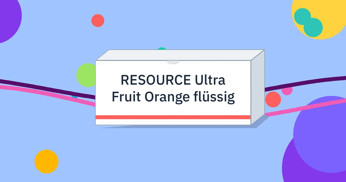 Symbolbild: Packung mit der Aufschrift RESOURCE Ultra Fruit Orange flüssig (PZN 17160682) – Verfügbarkeit und Bezug in Apotheken in Frankfurt am Main
