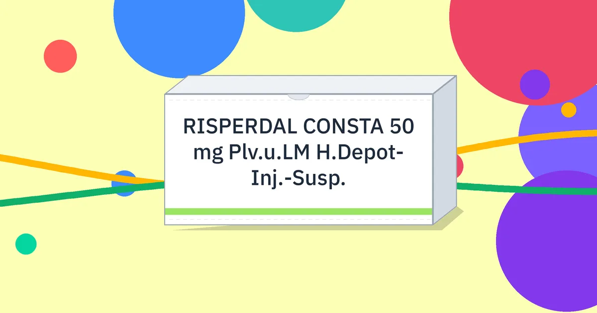 Symbolbild: Packung mit der Aufschrift RISPERDAL CONSTA 50 mg Plv.u.LM H.Depot-Inj.-Susp. (PZN 02331095) – Verfügbarkeit und Bezug in Apotheken in Frankfurt am Main