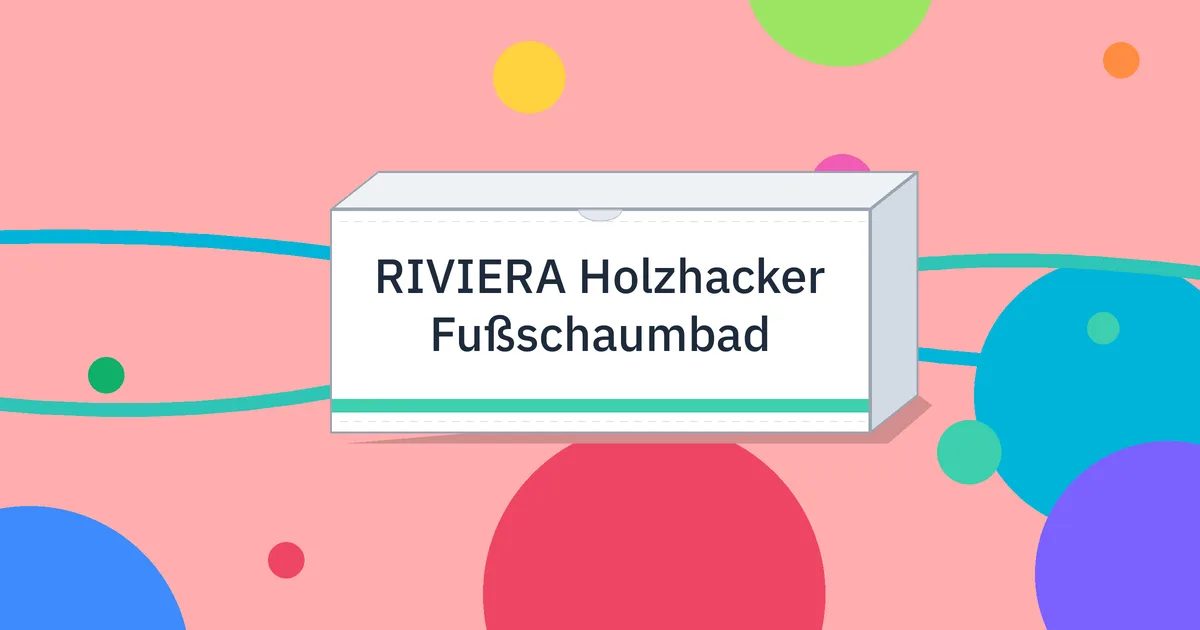 Symbolbild: Packung mit der Aufschrift RIVIERA Holzhacker Fußschaumbad (PZN 19303341) – Verfügbarkeit und Bezug in Apotheken in Frankfurt am Main