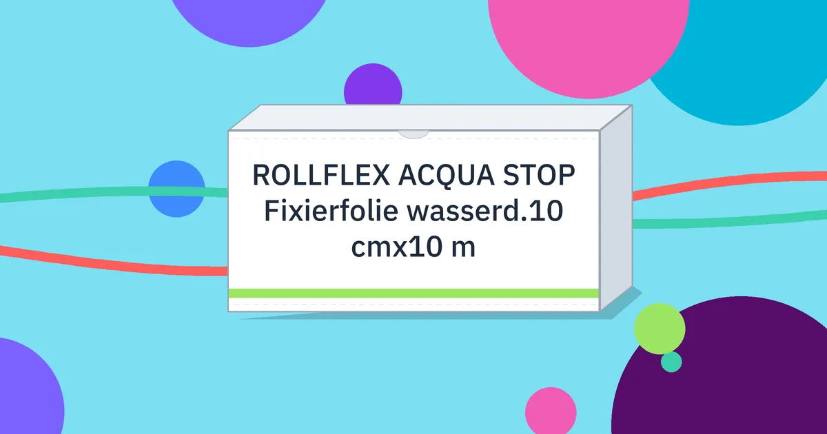 Symbolbild: Packung mit der Aufschrift ROLLFLEX ACQUA STOP Fixierfolie wasserd.10 cmx10 m (PZN 10978037) – Verfügbarkeit und Bezug in Apotheken in Frankfurt am Main