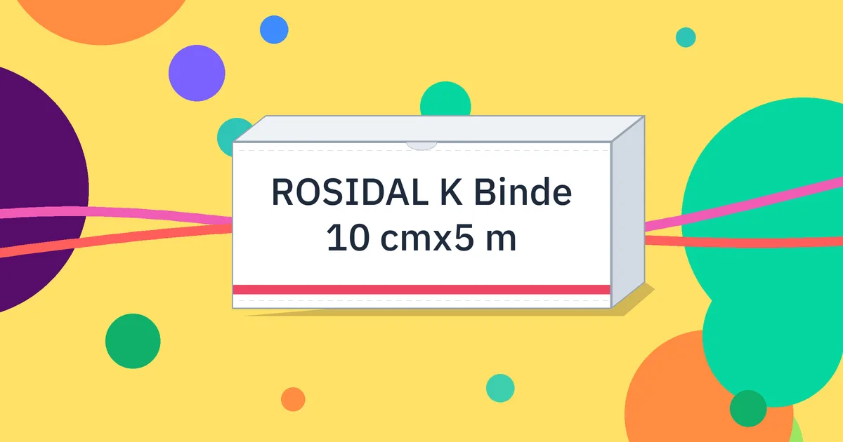 Symbolbild: Packung mit der Aufschrift ROSIDAL K Binde 10 cmx5 m (PZN 11535951) – Verfügbarkeit und Bezug in Apotheken in Frankfurt am Main