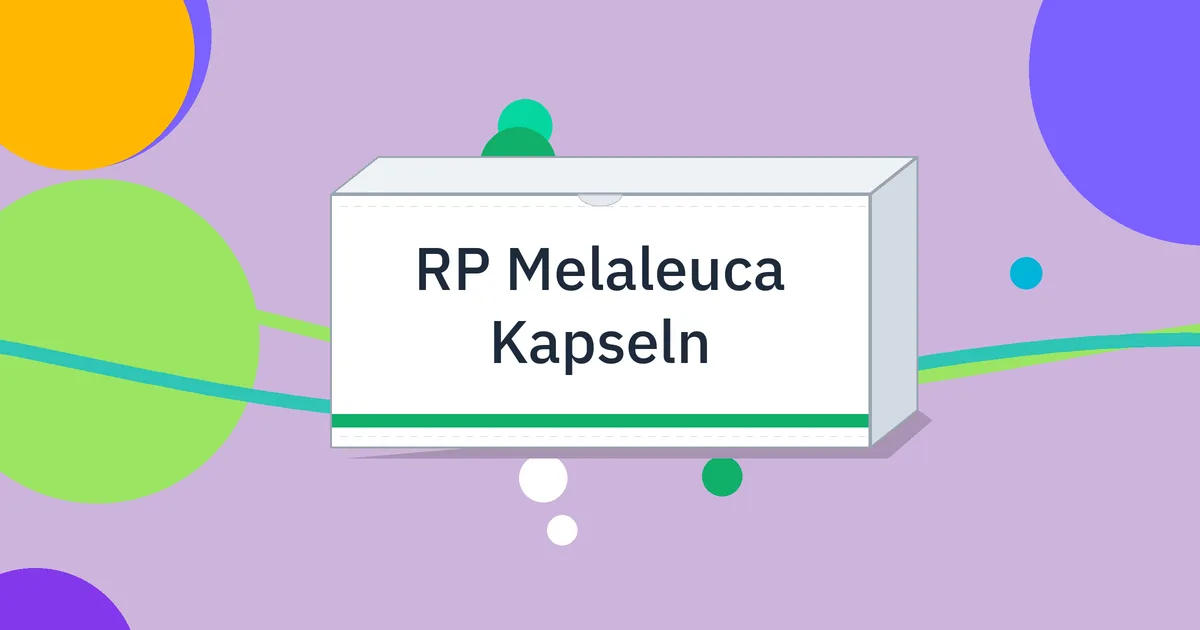 Symbolbild: Packung mit der Aufschrift RP Melaleuca Kapseln (PZN 09885738) – Verfügbarkeit und Bezug in Apotheken in Frankfurt am Main