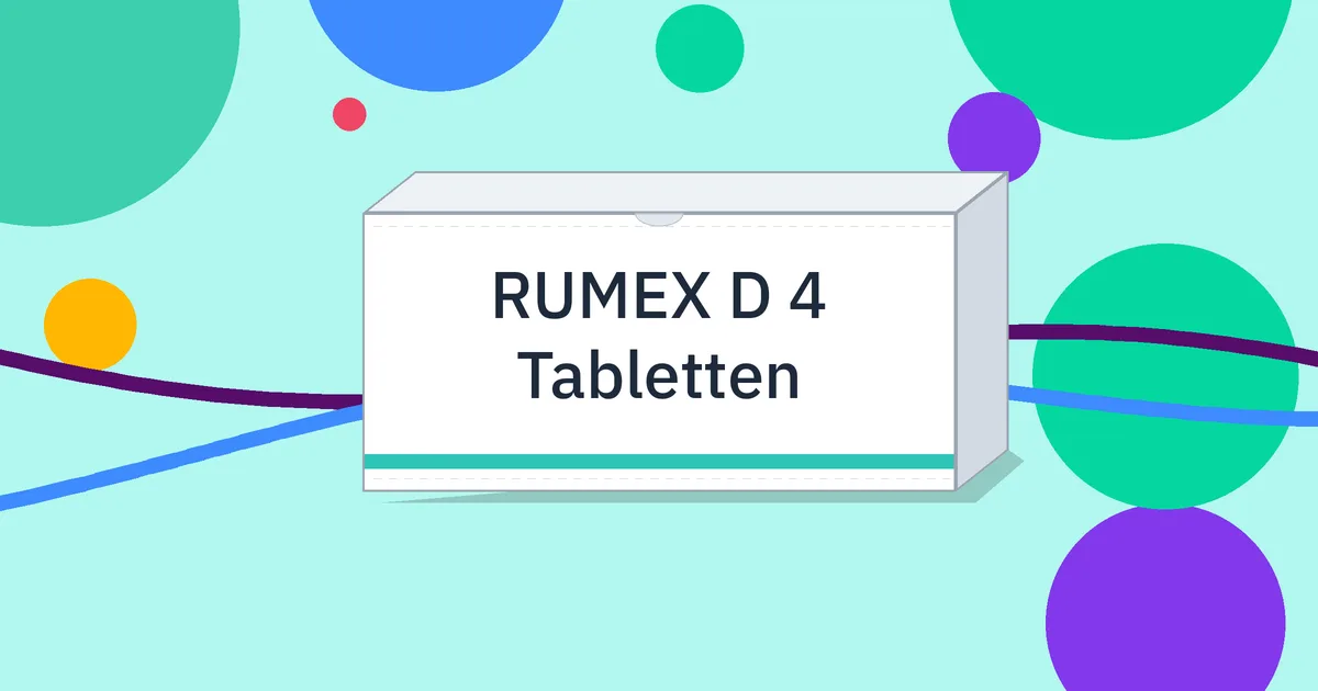 Symbolbild: Packung mit der Aufschrift RUMEX D 4 Tabletten (PZN 02635518) – Verfügbarkeit und Bezug in Apotheken in Frankfurt am Main