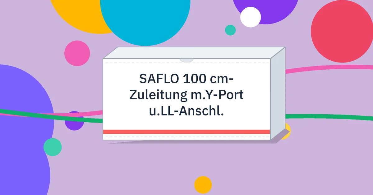 Symbolbild: Packung mit der Aufschrift SAFLO 100 cm-Zuleitung m.Y-Port u.LL-Anschl. (PZN 13346214) – Verfügbarkeit und Bezug in Apotheken in Frankfurt am Main