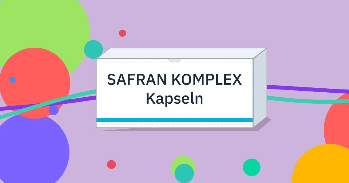 Symbolbild: Packung mit der Aufschrift SAFRAN KOMPLEX Kapseln (PZN 17891032) – Verfügbarkeit und Bezug in Apotheken in Frankfurt am Main