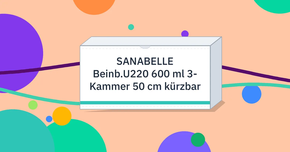Symbolbild: Packung mit der Aufschrift SANABELLE Beinb.U220 600 ml 3-Kammer 50 cm kürzbar (PZN 13920185) – Verfügbarkeit und Bezug in Apotheken in Frankfurt am Main