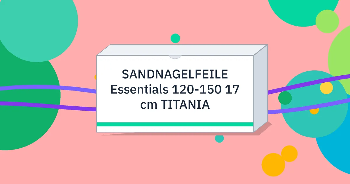 Symbolbild: Packung mit der Aufschrift SANDNAGELFEILE Essentials 120-150 17 cm TITANIA (PZN 17272010) – Verfügbarkeit und Bezug in Apotheken in Frankfurt am Main