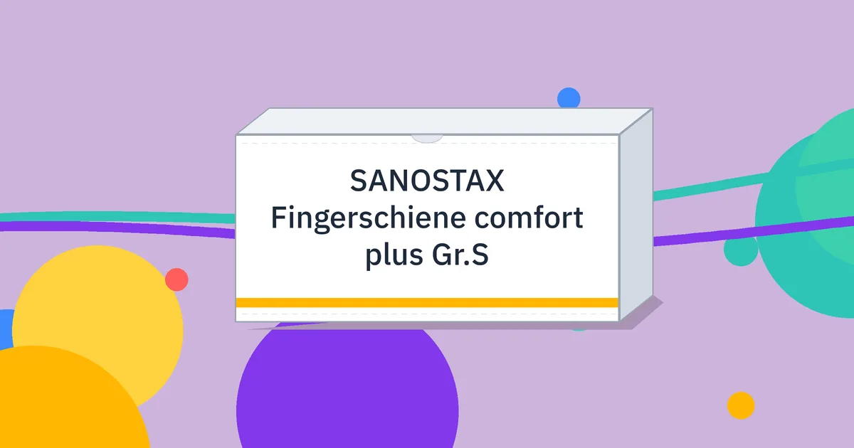 Symbolbild: Packung mit der Aufschrift SANOSTAX Fingerschiene comfort plus Gr.S (PZN 10527234) – Verfügbarkeit und Bezug in Apotheken in Frankfurt am Main