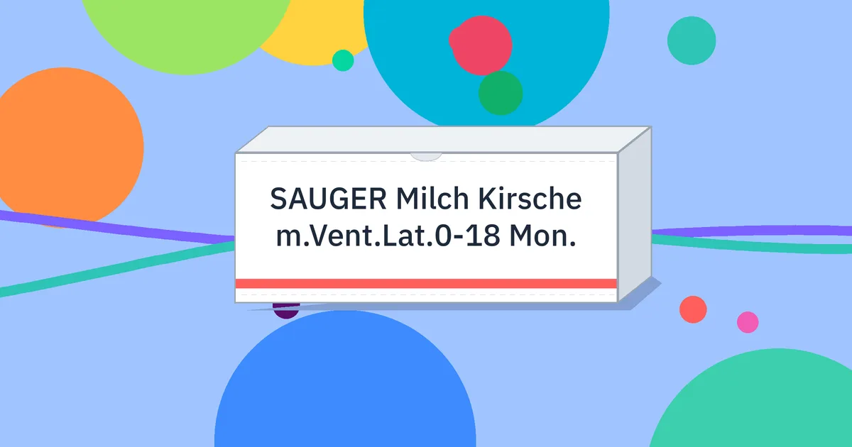 Symbolbild: Packung mit der Aufschrift SAUGER Milch Kirsche m.Vent.Lat.0-18 Mon. (PZN 00225093) – Verfügbarkeit und Bezug in Apotheken in Frankfurt am Main