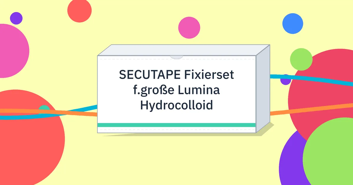 Symbolbild: Packung mit der Aufschrift SECUTAPE Fixierset f.große Lumina Hydrocolloid (PZN 10323017) – Verfügbarkeit und Bezug in Apotheken in Frankfurt am Main