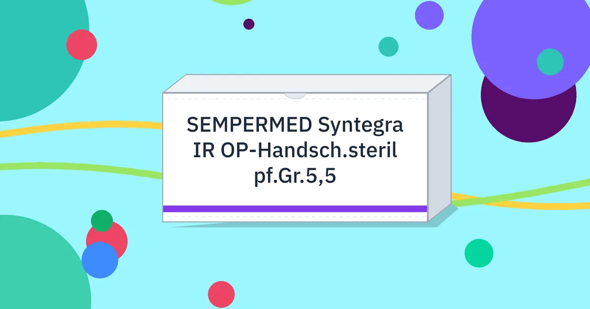 Symbolbild: Packung mit der Aufschrift SEMPERMED Syntegra IR OP-Handsch.steril pf.Gr.5,5 (PZN 15865697) – Verfügbarkeit und Bezug in Apotheken in Frankfurt am Main