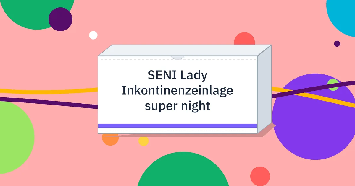 Symbolbild: Packung mit der Aufschrift SENI Lady Inkontinenzeinlage super night (PZN 20322438) – Verfügbarkeit und Bezug in Apotheken in Frankfurt am Main