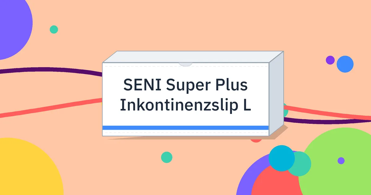 Symbolbild: Packung mit der Aufschrift SENI Super Plus Inkontinenzslip L (PZN 02599900) – Verfügbarkeit und Bezug in Apotheken in Frankfurt am Main