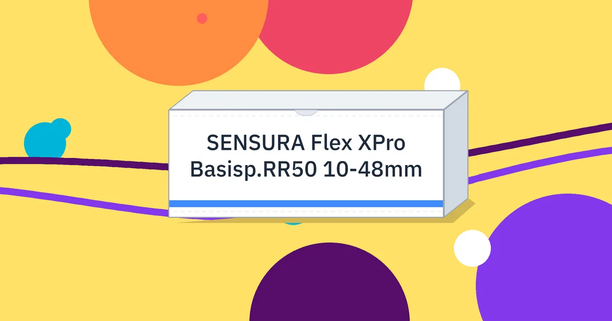 Symbolbild: Packung mit der Aufschrift SENSURA Flex XPro Basisp.RR50 10-48mm (PZN 09012140) – Verfügbarkeit und Bezug in Apotheken in Frankfurt am Main