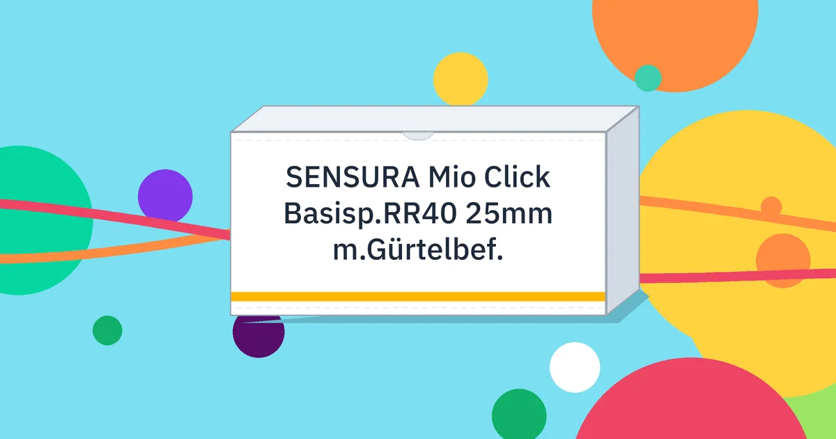 Symbolbild: Packung mit der Aufschrift SENSURA Mio Click Basisp.RR40 25mm m.Gürtelbef. (PZN 10202549) – Verfügbarkeit und Bezug in Apotheken in Frankfurt am Main