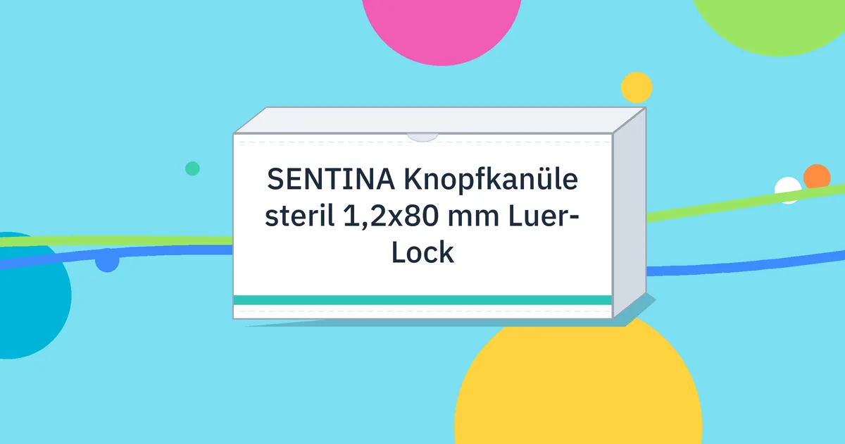 Symbolbild: Packung mit der Aufschrift SENTINA Knopfkanüle steril 1,2x80 mm Luer-Lock (PZN 11593227) – Verfügbarkeit und Bezug in Apotheken in Frankfurt am Main