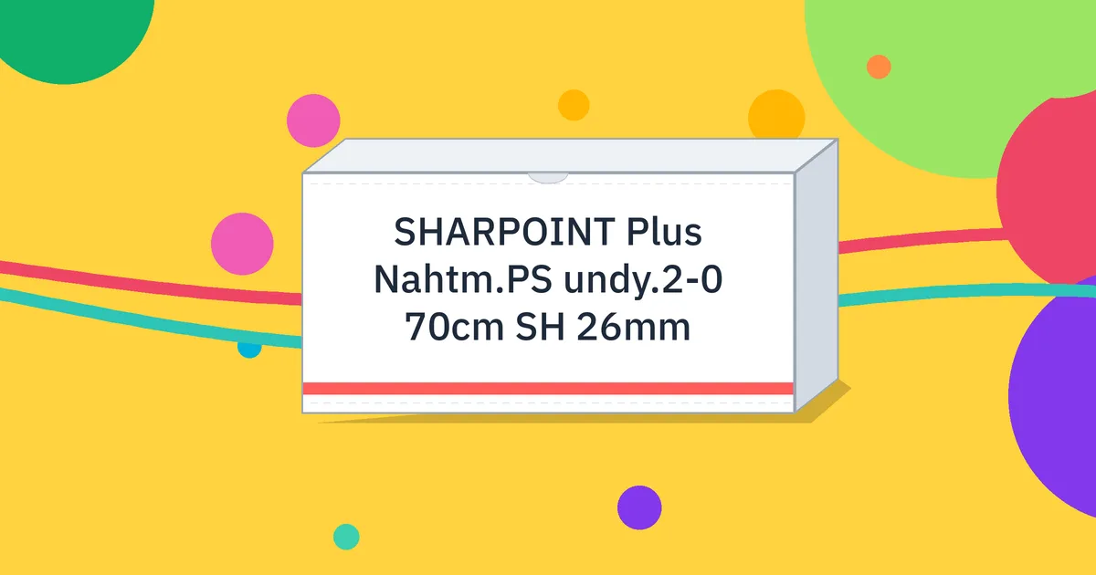 Symbolbild: Packung mit der Aufschrift SHARPOINT Plus Nahtm.PS undy.2-0 70cm SH 26mm (PZN 17995642) – Verfügbarkeit und Bezug in Apotheken in Frankfurt am Main
