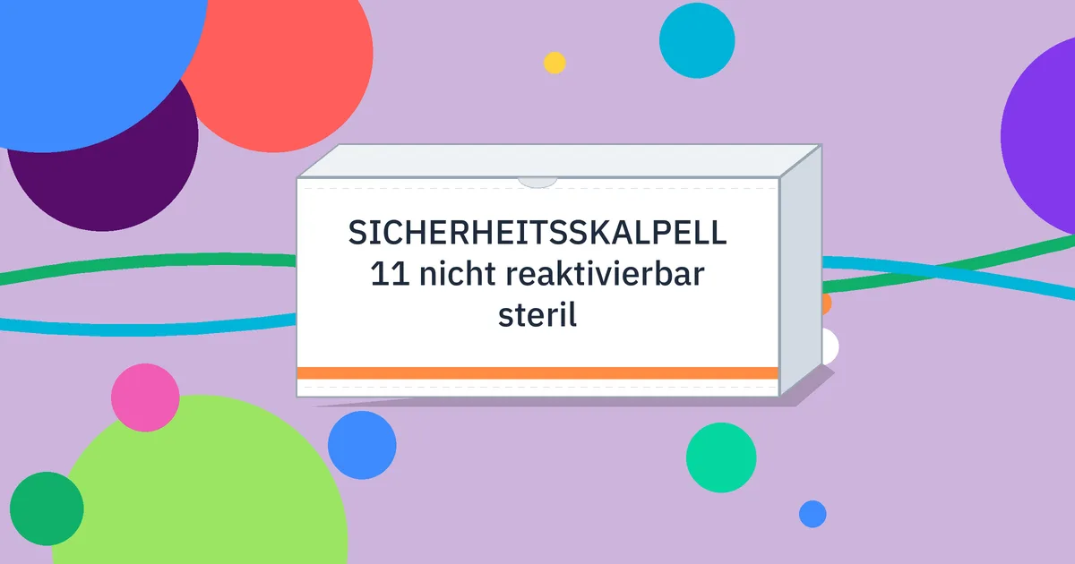 Symbolbild: Packung mit der Aufschrift SICHERHEITSSKALPELL 11 nicht reaktivierbar steril (PZN 00967972) – Verfügbarkeit und Bezug in Apotheken in Frankfurt am Main