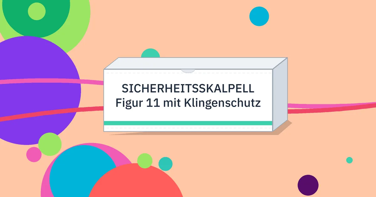 Symbolbild: Packung mit der Aufschrift SICHERHEITSSKALPELL Figur 11 mit Klingenschutz (PZN 12389115) – Verfügbarkeit und Bezug in Apotheken in Frankfurt am Main