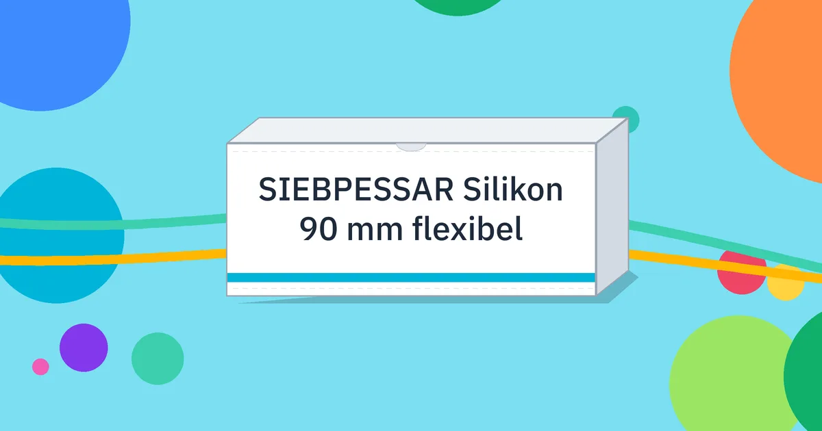 Symbolbild: Packung mit der Aufschrift SIEBPESSAR Silikon 90 mm flexibel (PZN 03375344) – Verfügbarkeit und Bezug in Apotheken in Frankfurt am Main