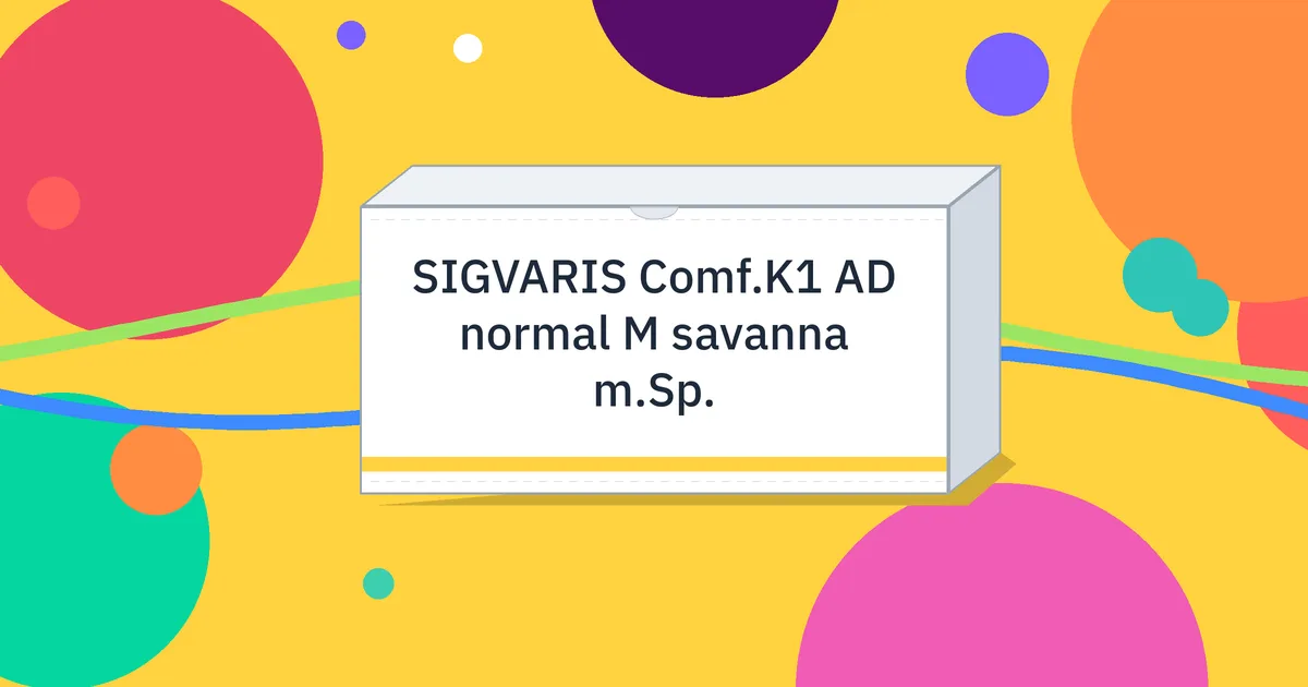 Symbolbild: Packung mit der Aufschrift SIGVARIS Comf.K1 AD normal M savanna m.Sp. (PZN 17094235) – Verfügbarkeit und Bezug in Apotheken in Frankfurt am Main