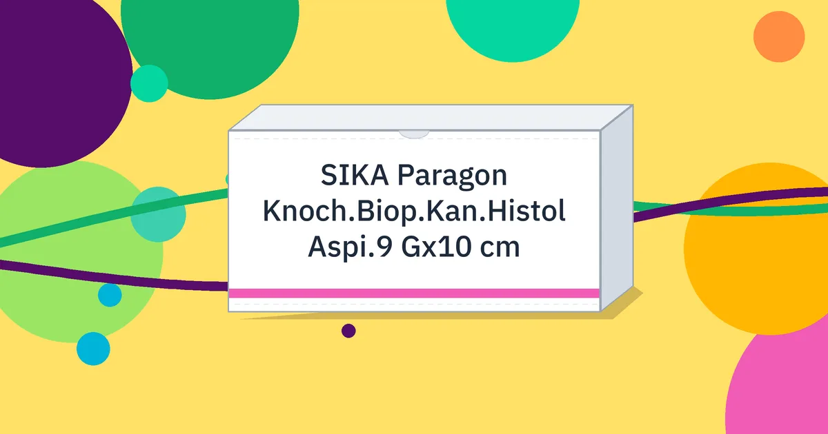 Symbolbild: Packung mit der Aufschrift SIKA Paragon Knoch.Biop.Kan.Histol Aspi.9 Gx10 cm (PZN 09230061) – Verfügbarkeit und Bezug in Apotheken in Frankfurt am Main