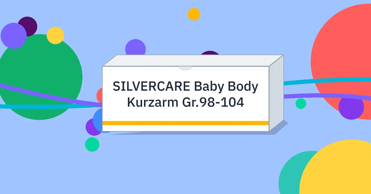 Symbolbild: Packung mit der Aufschrift SILVERCARE Baby Body Kurzarm Gr.98-104 (PZN 09270600) – Verfügbarkeit und Bezug in Apotheken in Frankfurt am Main