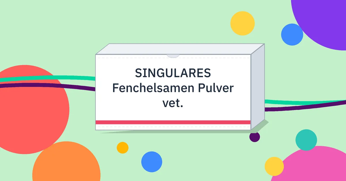 Symbolbild: Packung mit der Aufschrift SINGULARES Fenchelsamen Pulver vet. (PZN 15226253) – Verfügbarkeit und Bezug in Apotheken in Frankfurt am Main