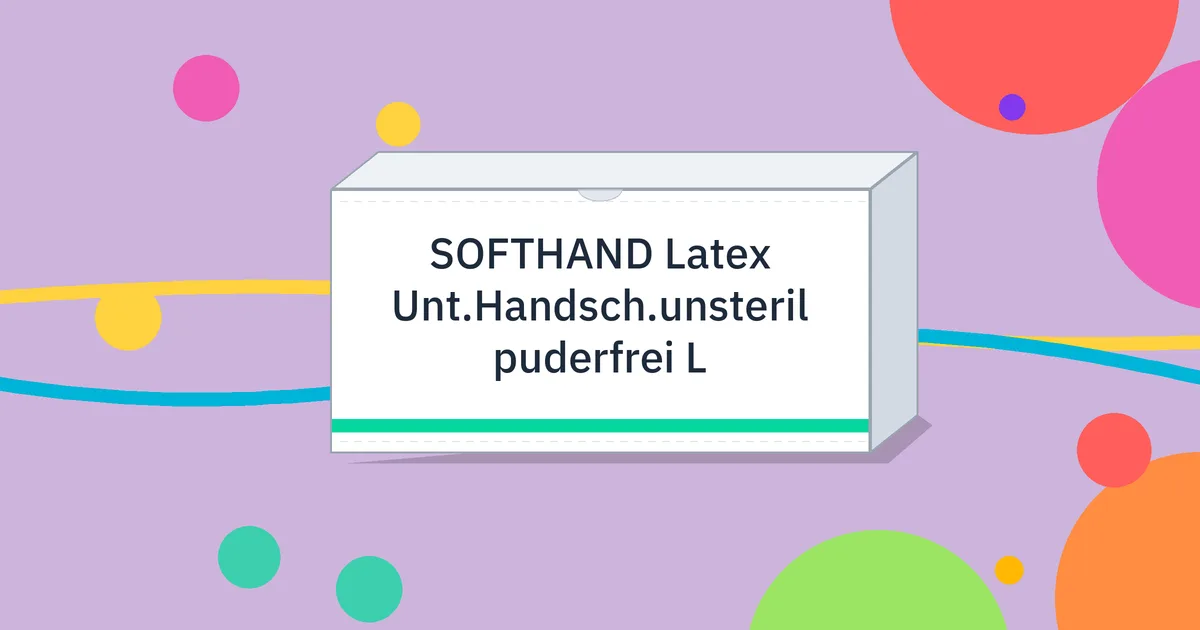 Symbolbild: Packung mit der Aufschrift SOFTHAND Latex Unt.Handsch.unsteril puderfrei L (PZN 00368763) – Verfügbarkeit und Bezug in Apotheken in Frankfurt am Main