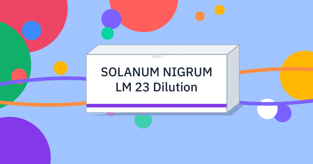 Symbolbild: Packung mit der Aufschrift SOLANUM NIGRUM LM 23 Dilution (PZN 13192998) – Verfügbarkeit und Bezug in Apotheken in Frankfurt am Main