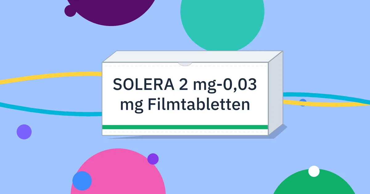 Symbolbild: Packung mit der Aufschrift SOLERA 2 mg-0,03 mg Filmtabletten (PZN 09506267) – Verfügbarkeit und Bezug in Apotheken in Frankfurt am Main