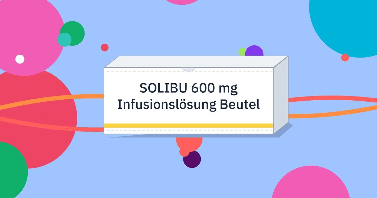 Symbolbild: Packung mit der Aufschrift SOLIBU 600 mg Infusionslösung Beutel (PZN 17263560) – Verfügbarkeit und Bezug in Apotheken in Frankfurt am Main