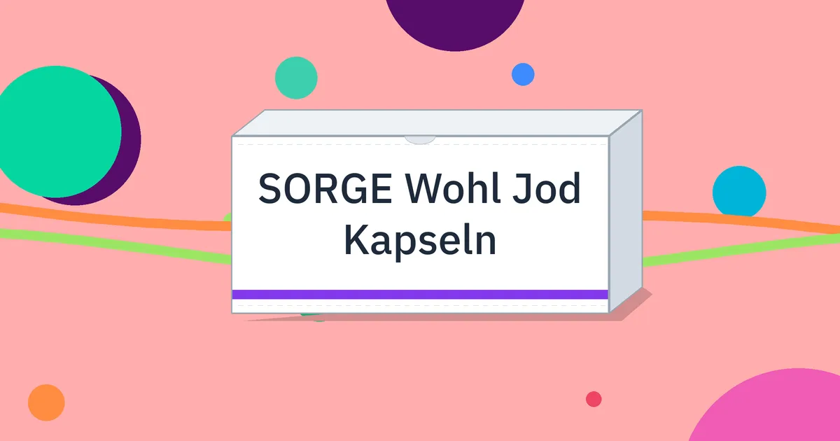 Symbolbild: Packung mit der Aufschrift SORGE Wohl Jod Kapseln (PZN 18063030) – Verfügbarkeit und Bezug in Apotheken in Frankfurt am Main