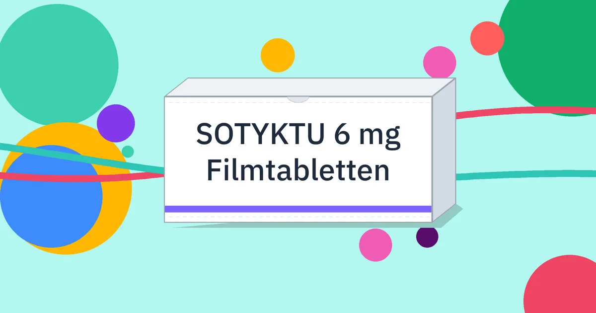 Symbolbild: Packung mit der Aufschrift SOTYKTU 6 mg Filmtabletten (PZN 19506682) – Verfügbarkeit und Bezug in Apotheken in Frankfurt am Main