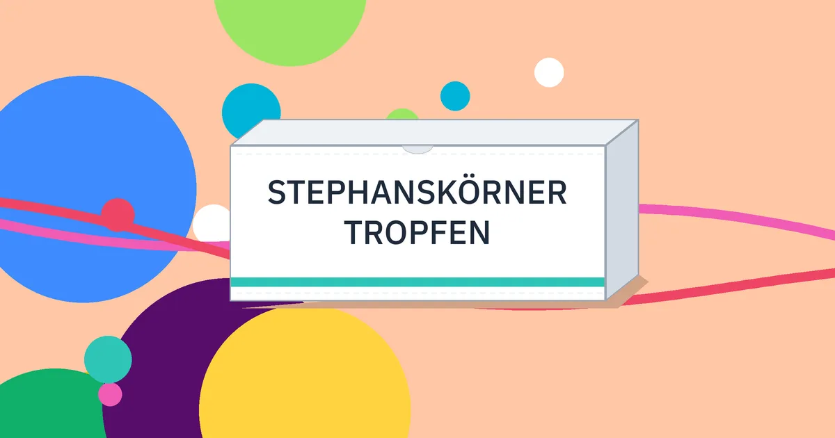 Symbolbild: Packung mit der Aufschrift STEPHANSKÖRNER TROPFEN (PZN 15230415) – Verfügbarkeit und Bezug in Apotheken in Frankfurt am Main