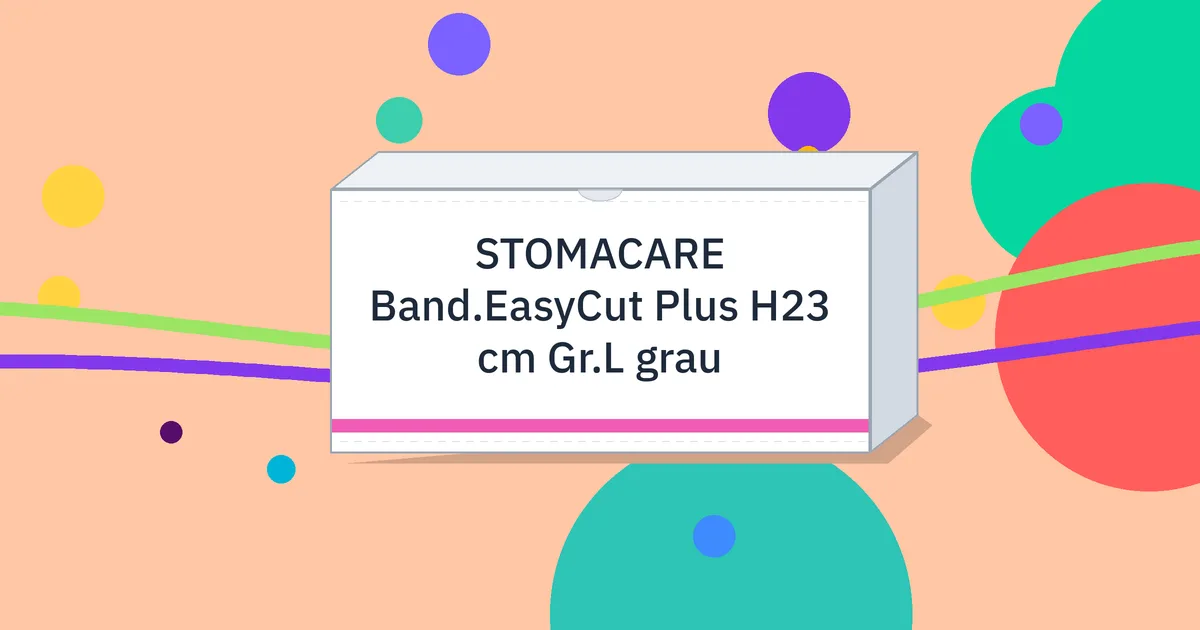 Symbolbild: Packung mit der Aufschrift STOMACARE Band.EasyCut Plus H23 cm Gr.L grau (PZN 16314692) – Verfügbarkeit und Bezug in Apotheken in Frankfurt am Main