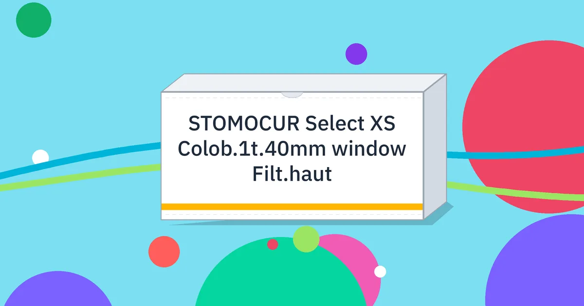 Symbolbild: Packung mit der Aufschrift STOMOCUR Select XS Colob.1t.40mm window Filt.haut (PZN 16852917) – Verfügbarkeit und Bezug in Apotheken in Frankfurt am Main