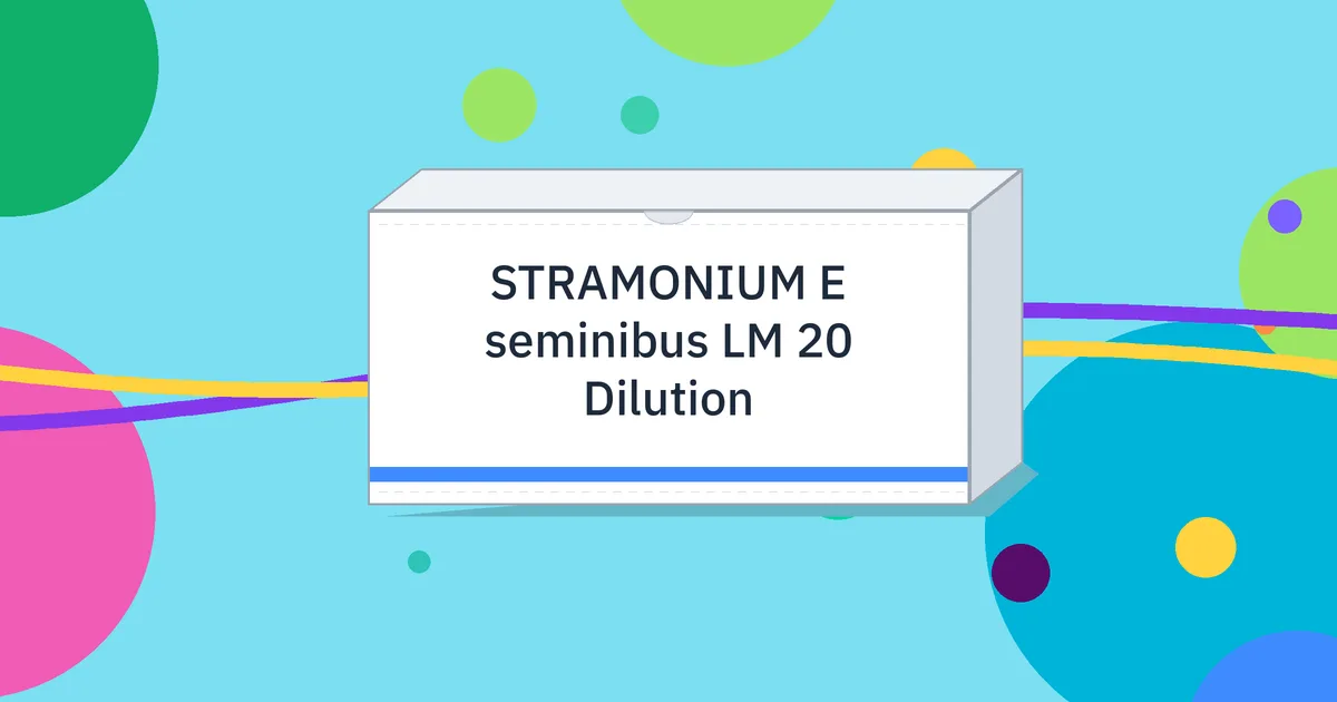 Symbolbild: Packung mit der Aufschrift STRAMONIUM E seminibus LM 20 Dilution (PZN 13202366) – Verfügbarkeit und Bezug in Apotheken in Frankfurt am Main