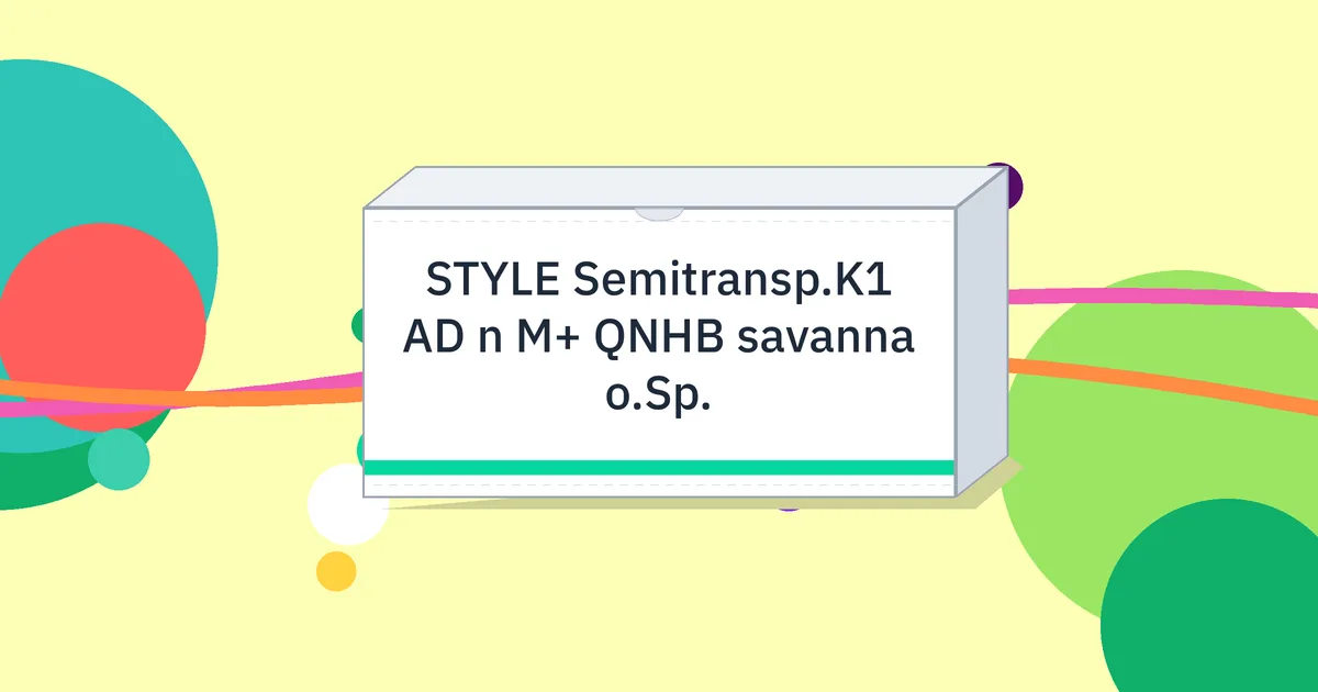 Symbolbild: Packung mit der Aufschrift STYLE Semitransp.K1 AD n M+ QNHB savanna o.Sp. (PZN 18869796) – Verfügbarkeit und Bezug in Apotheken in Frankfurt am Main